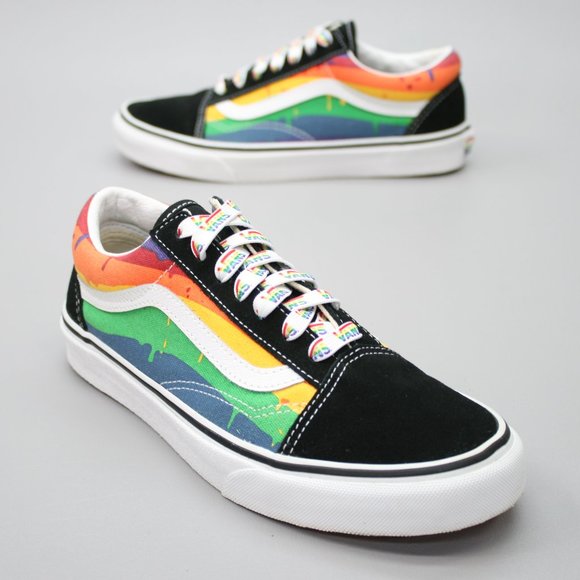 Vans | Shoes | Vans Ladies 75 Old Skool Rainbow Drip Paint Skate Tennis ...